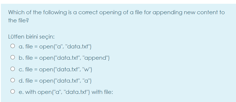 Solved Which of the following is a correct opening of a file | Chegg.com