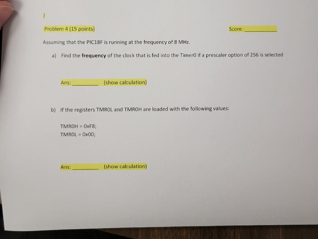 Solved Assuming that the PIC18F is running at the frequency | Chegg.com