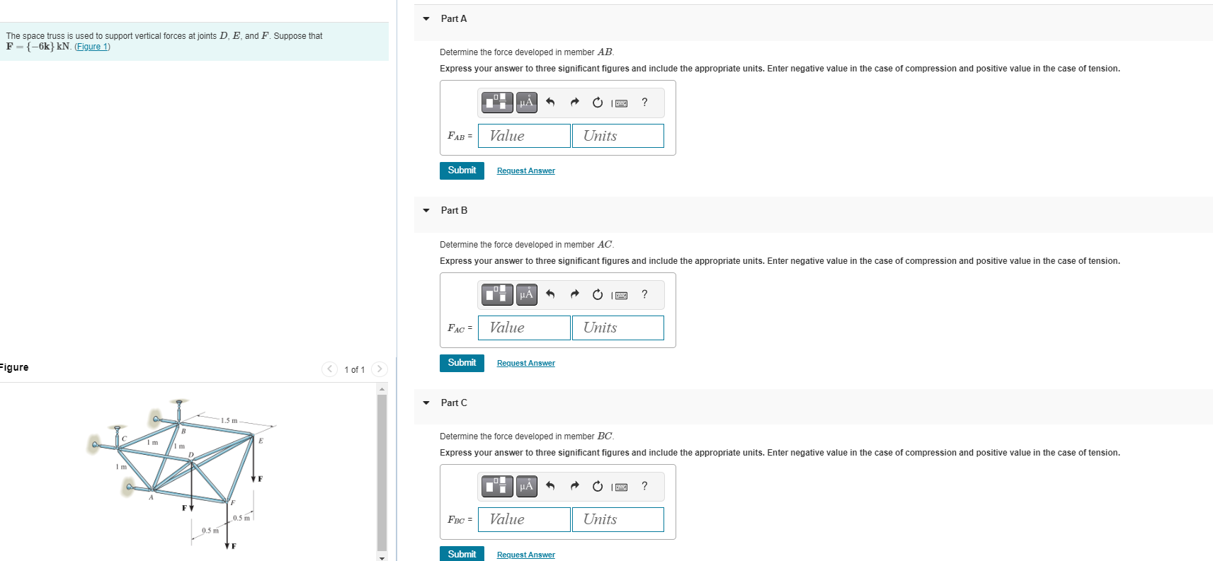 Solved The space truss is used to support vertical forces at | Chegg.com