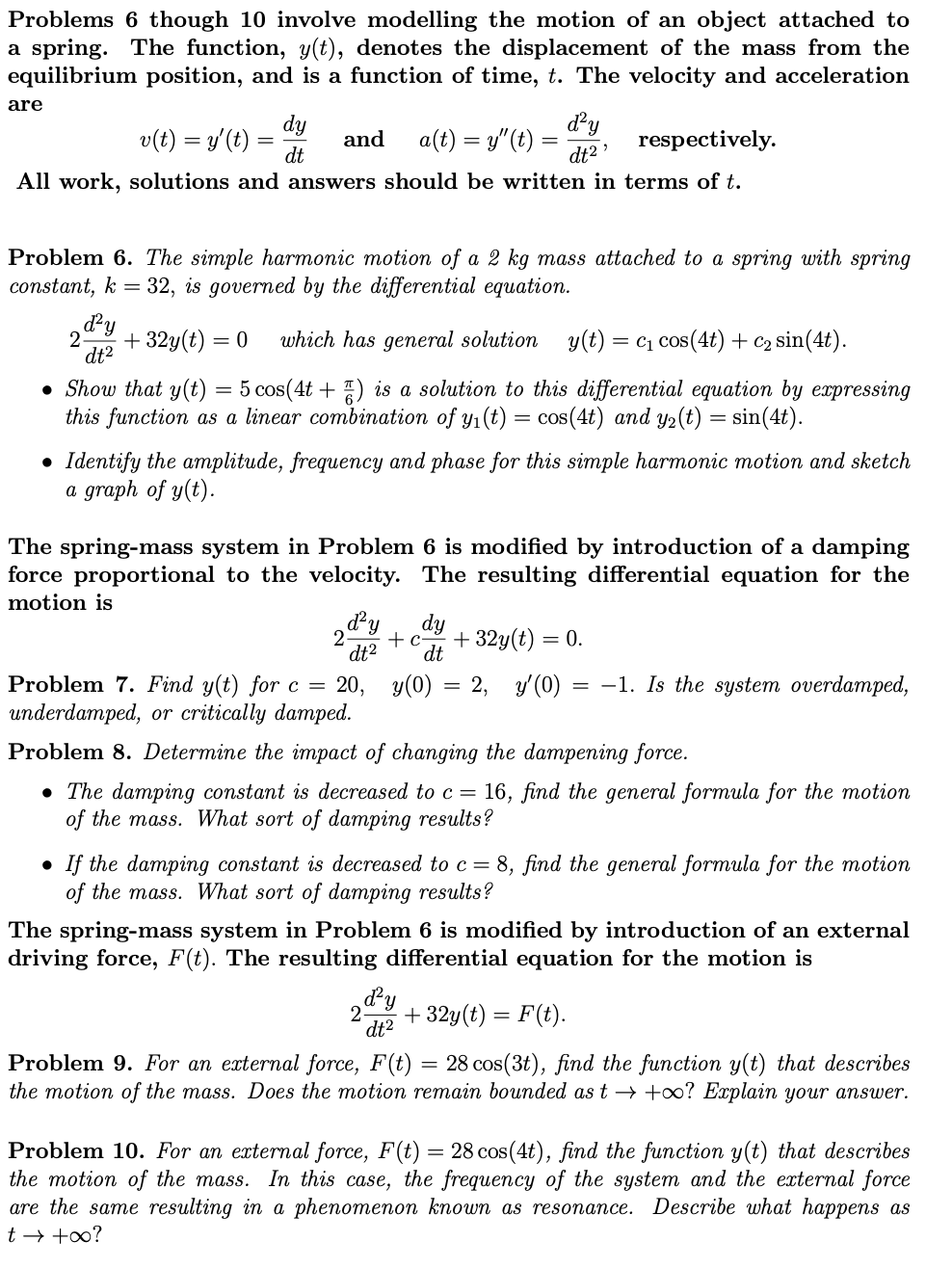 Solved Problem 1. For each F(x), identify a trial solution | Chegg.com