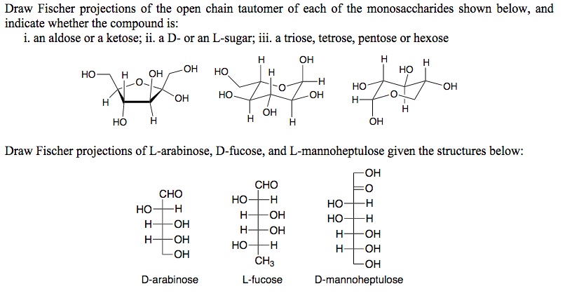 Solved Draw Fischer projections of the open chain tautomer | Chegg.com
