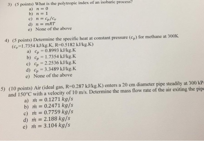 Solved 3) (5 points) What is the polytropic index of an | Chegg.com