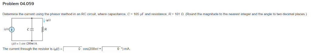 Solved Problem 04.059 Determine the current using the phasor | Chegg.com