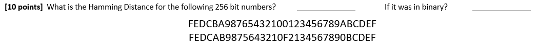 Solved [10 points] What is the Hamming Distance for the | Chegg.com