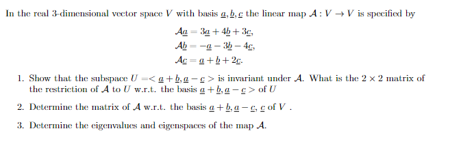 the real 3 -dimensional vector space V with basis | Chegg.com