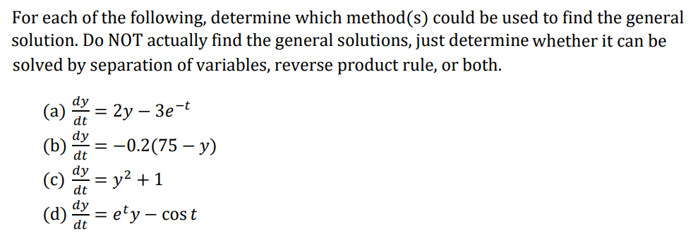 Solved For each of the following, determine which method(s) | Chegg.com