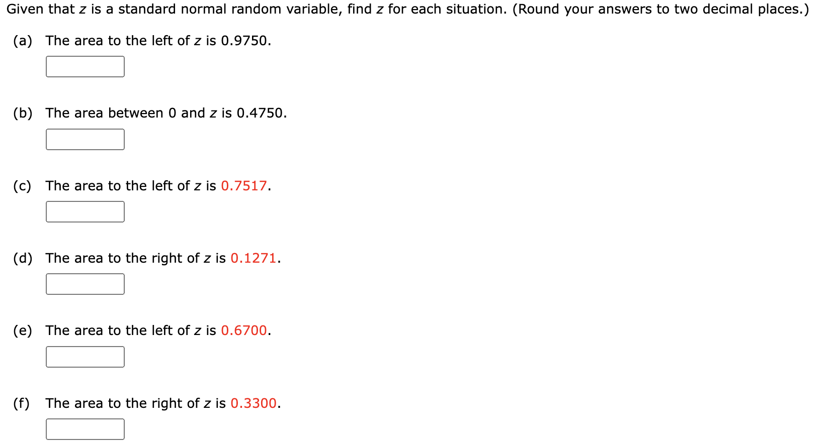 Solved Given that z is a standard normal random variable, | Chegg.com