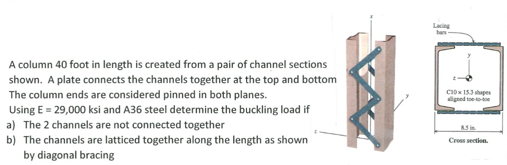 Solved Lacing bars A column 40 foot in length is created | Chegg.com