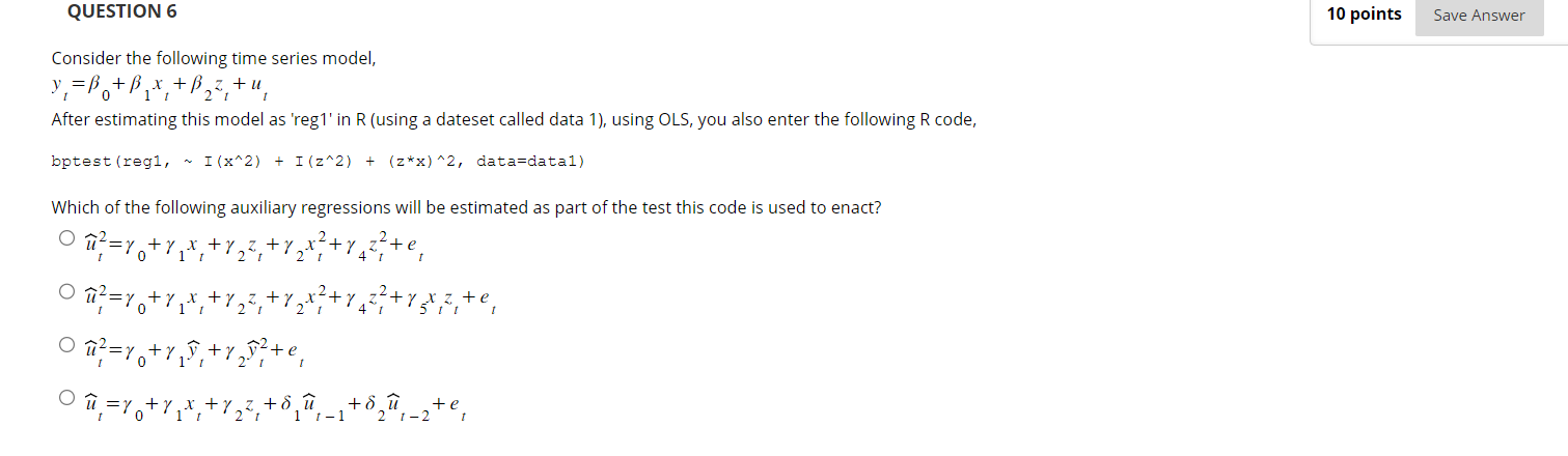 Solved Consider the following time series model, | Chegg.com