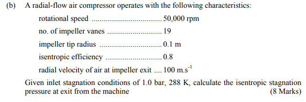 Solved (b) A radial-flow air compressor operates with the | Chegg.com