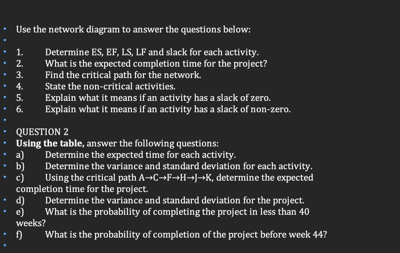 Solved " Use the network diagram to answer the questions | Chegg.com