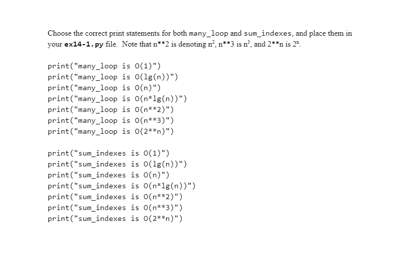 Solved Exercise 14-1 Consider the two functions below. def | Chegg.com