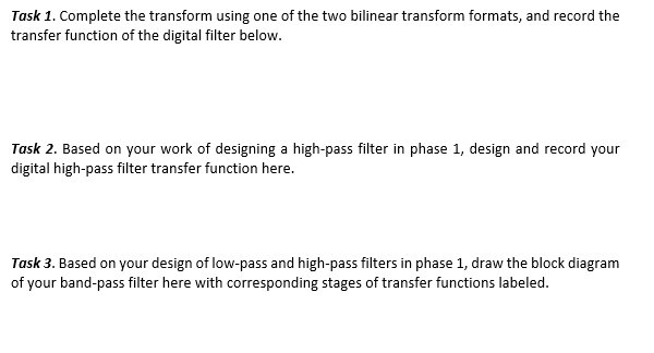 Solved 4 2 Bilinear Transform Analog Filer Design Theory Was