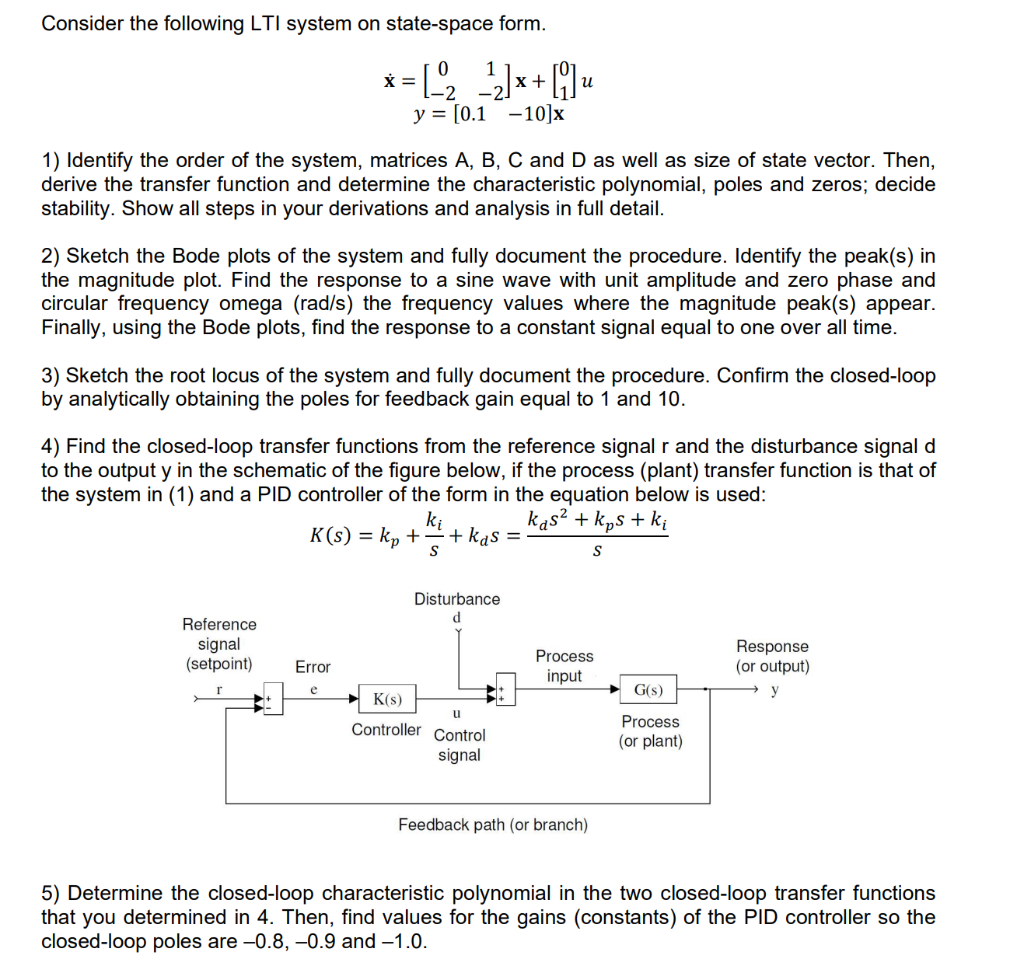 Solved Consider the following LTI system on state-space | Chegg.com