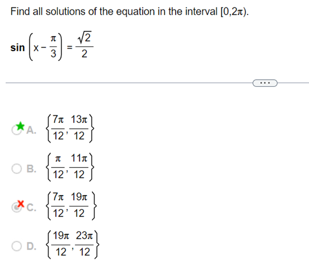 Solved Find all solutions of the equation in the interval | Chegg.com