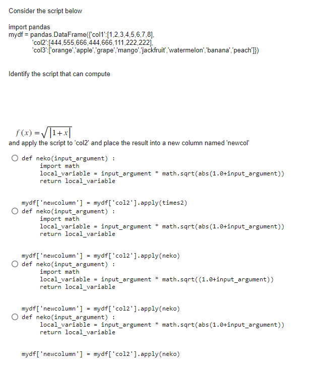 Solved Consider The Script Below Import Pandas Mydf