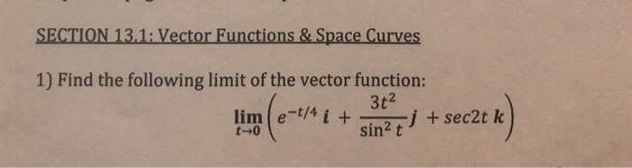 Solved Section 13 1 Vector Functions And Space Curves 1 Find