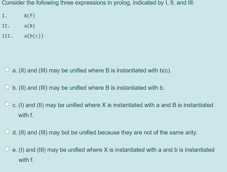 Solved Consider the following three expressions in prolog, | Chegg.com