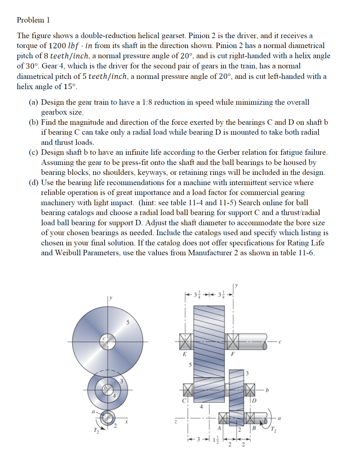 Solved Problem 1The figure shows a double-reduction helical | Chegg.com