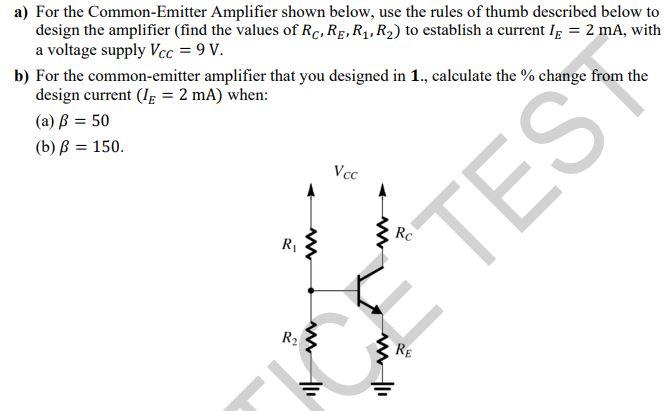 Solved a) For the Common-Emitter Amplifier shown below, use | Chegg.com
