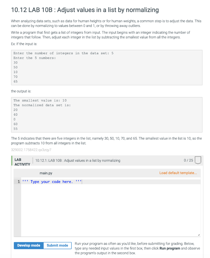 Solved 10.12 LAB 10B : Adjust values in a list by | Chegg.com