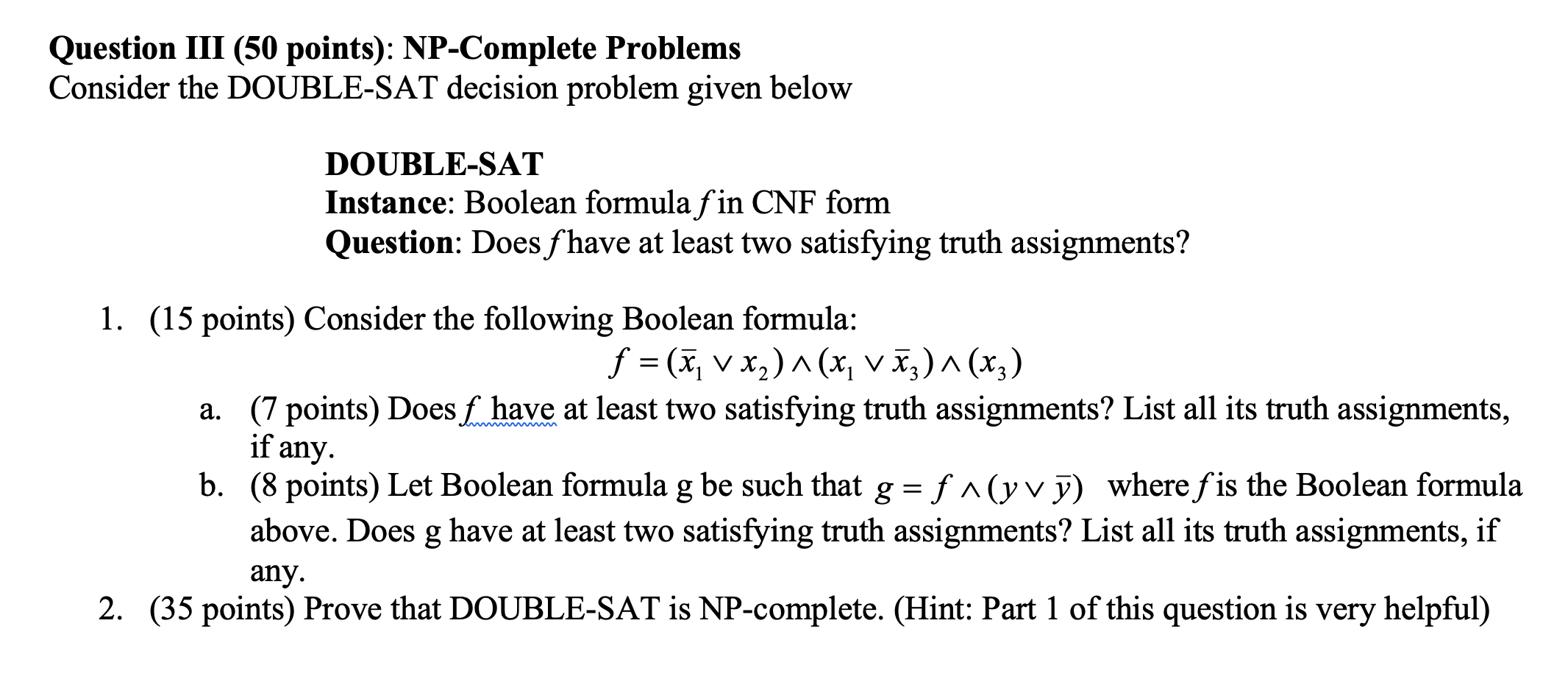 Solved Question III (50 points): NP-Complete Problems | Chegg.com