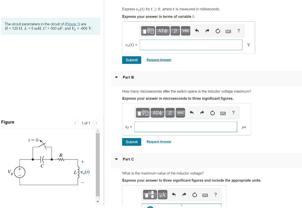 Solved Express vo(t) for t≥0, where t is measured in | Chegg.com