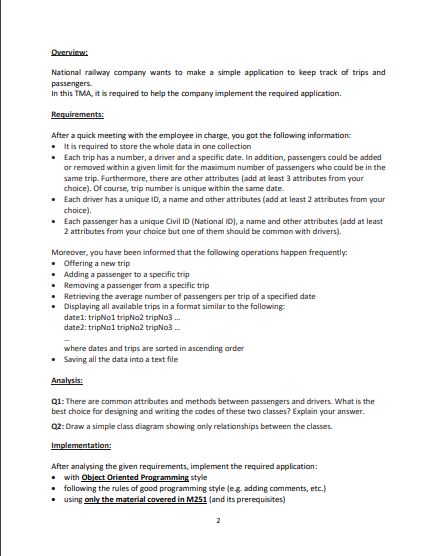 Solved Dusryies: National railway compary wants to make a | Chegg.com