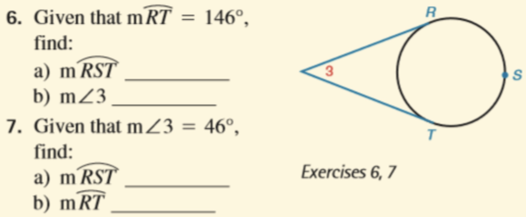 6. Given that \( \mathrm{m} \overparen{R | Chegg.com