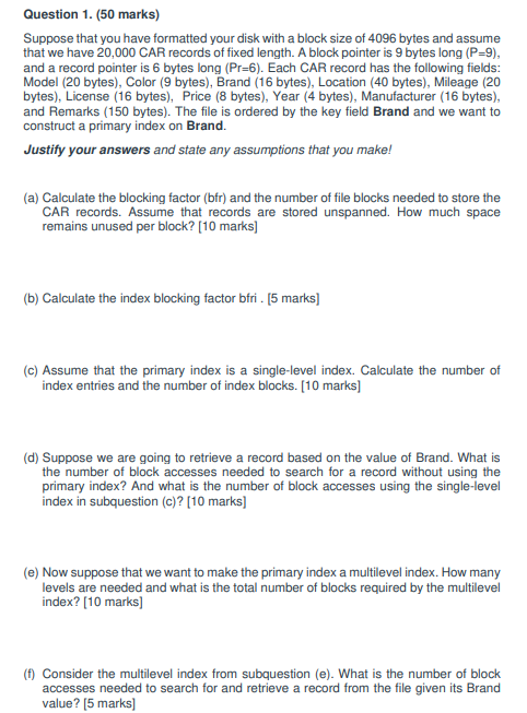 Solved Question 1. (50 marks) Suppose that you have | Chegg.com