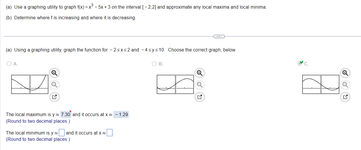 Solved (a) Use a graphing utility to graph f(x)=x3−5x+3 on | Chegg.com