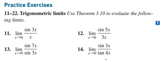 Solved Practice Exercises 11-22. Trigonometric limits Use | Chegg.com Solved Practice Exercises 11-22. Trigonometric limits Use | Chegg.com