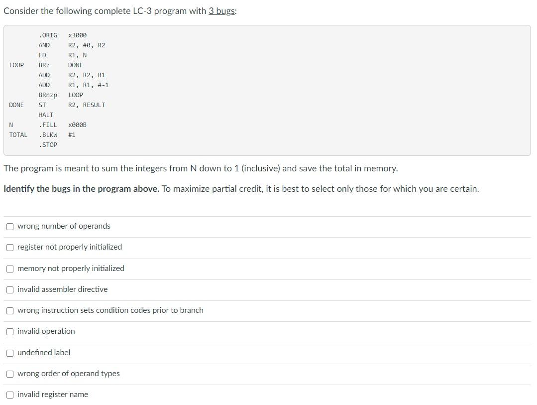 Consider the following complete LC-3 program with 3 | Chegg.com