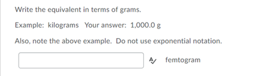 Solved Write the equivalent in terms of grams. Example: | Chegg.com