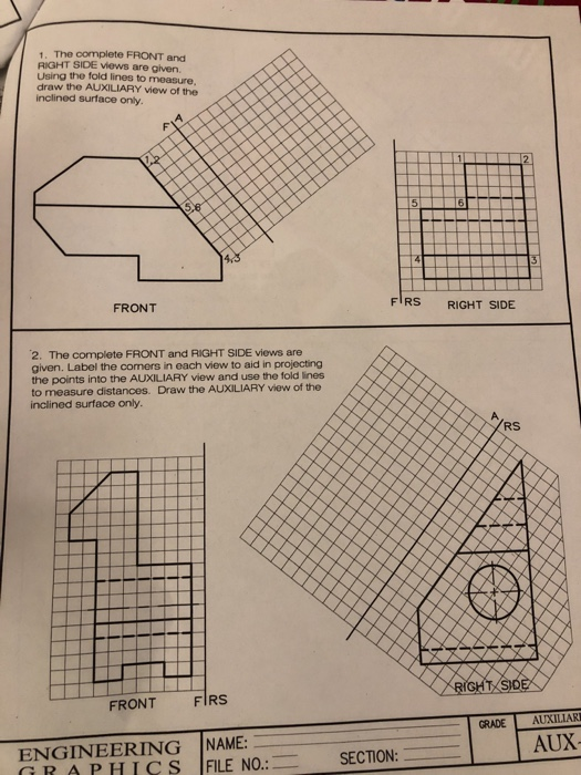 Solved 1, The complete FRONT and RIGHT SIDE views are given. | Chegg.com