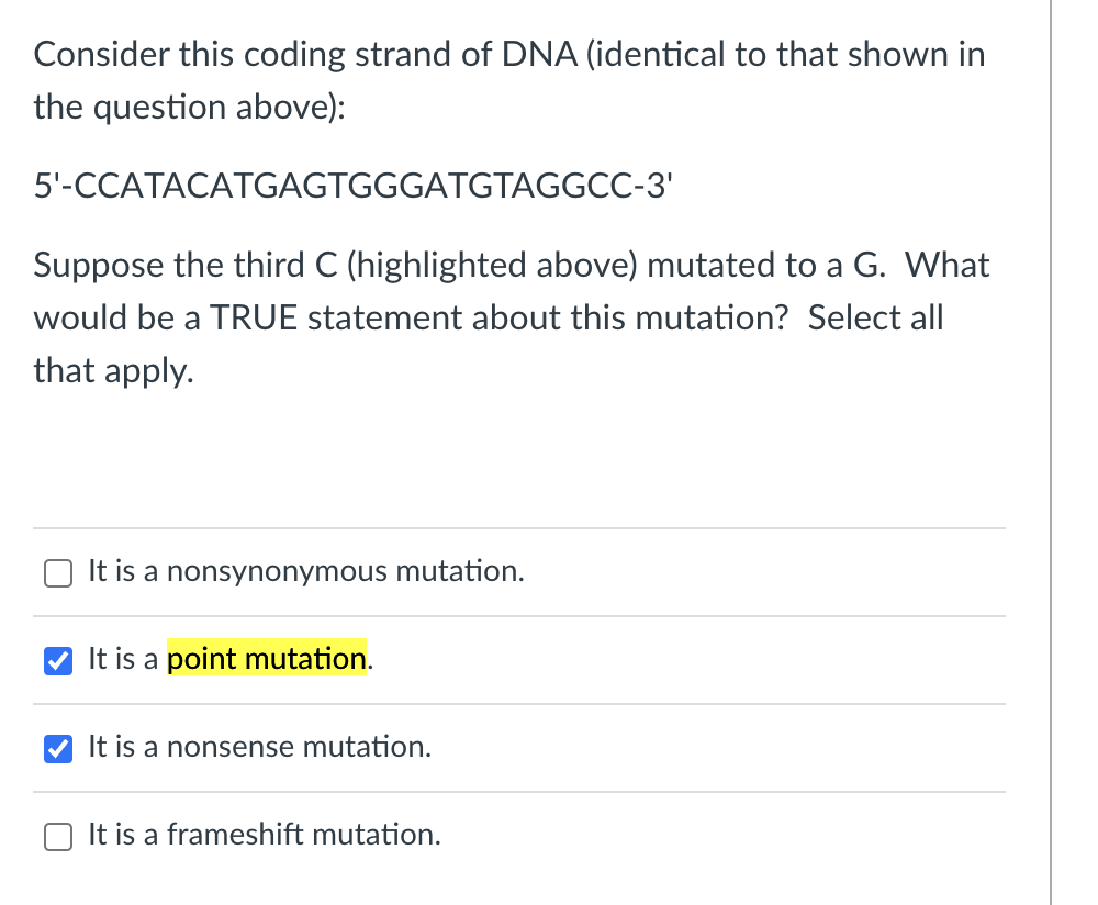 Solved Consider this coding strand of DNA (identical to that | Chegg.com