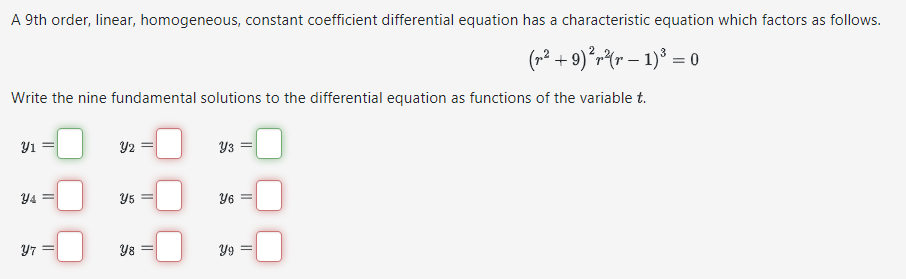 Solved A 9th order, linear, homogeneous, constant | Chegg.com