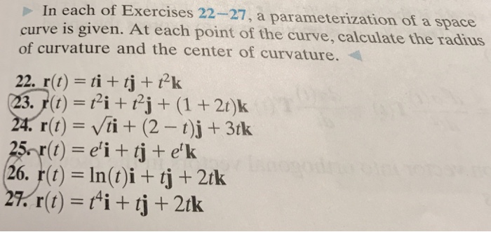 Solved In each of Exercises 22-27, a parameterization of a | Chegg.com