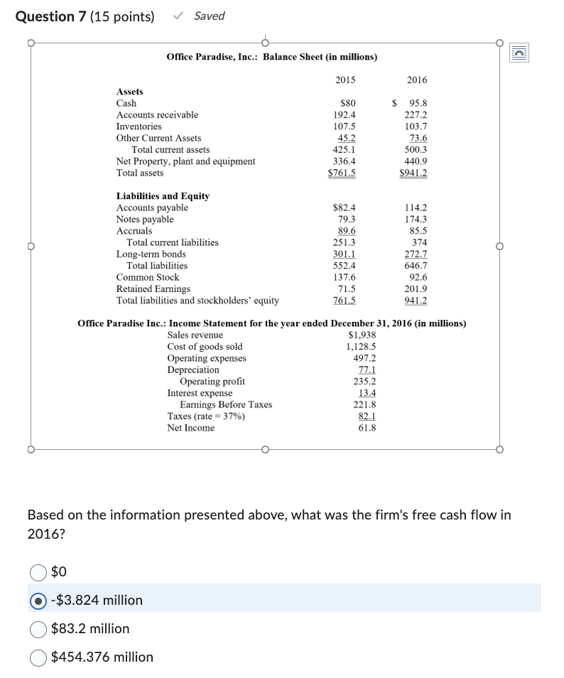 Solved Question 7 (15 ﻿points)Based on the information | Chegg.com