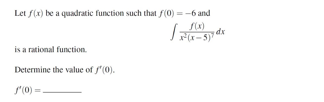 Solved Let f(x) be a quadratic function such that f(0)=−6 | Chegg.com