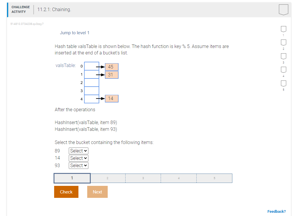 Solved Jump to level 1Hash table valsTable is shown below. | Chegg.com