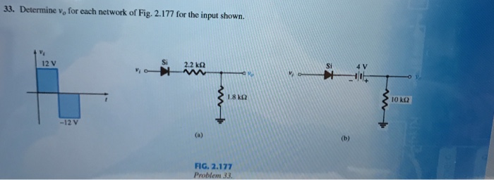Solved 33. Determine vo for each network of Fig. 2.177 for | Chegg.com Solved 33. Determine vo for each network of Fig. 2.177 for | Chegg.com