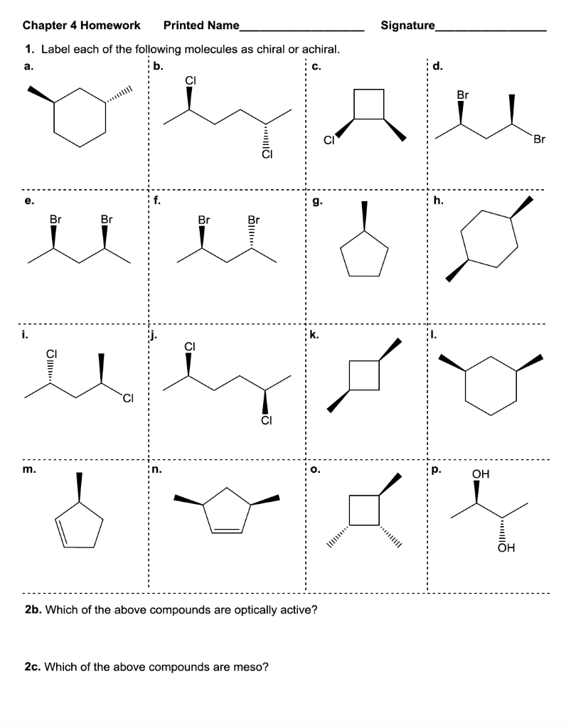 Solved Chapter 4 Homework Printed Name Signature 1. Label | Chegg.com