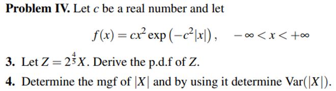 Solved Problem IV. Let c be a real number and let | Chegg.com