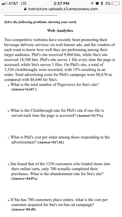 Solved 2:37 PM instructure-uploads.s3.amazonaws.com AT&T LTE | Chegg.com