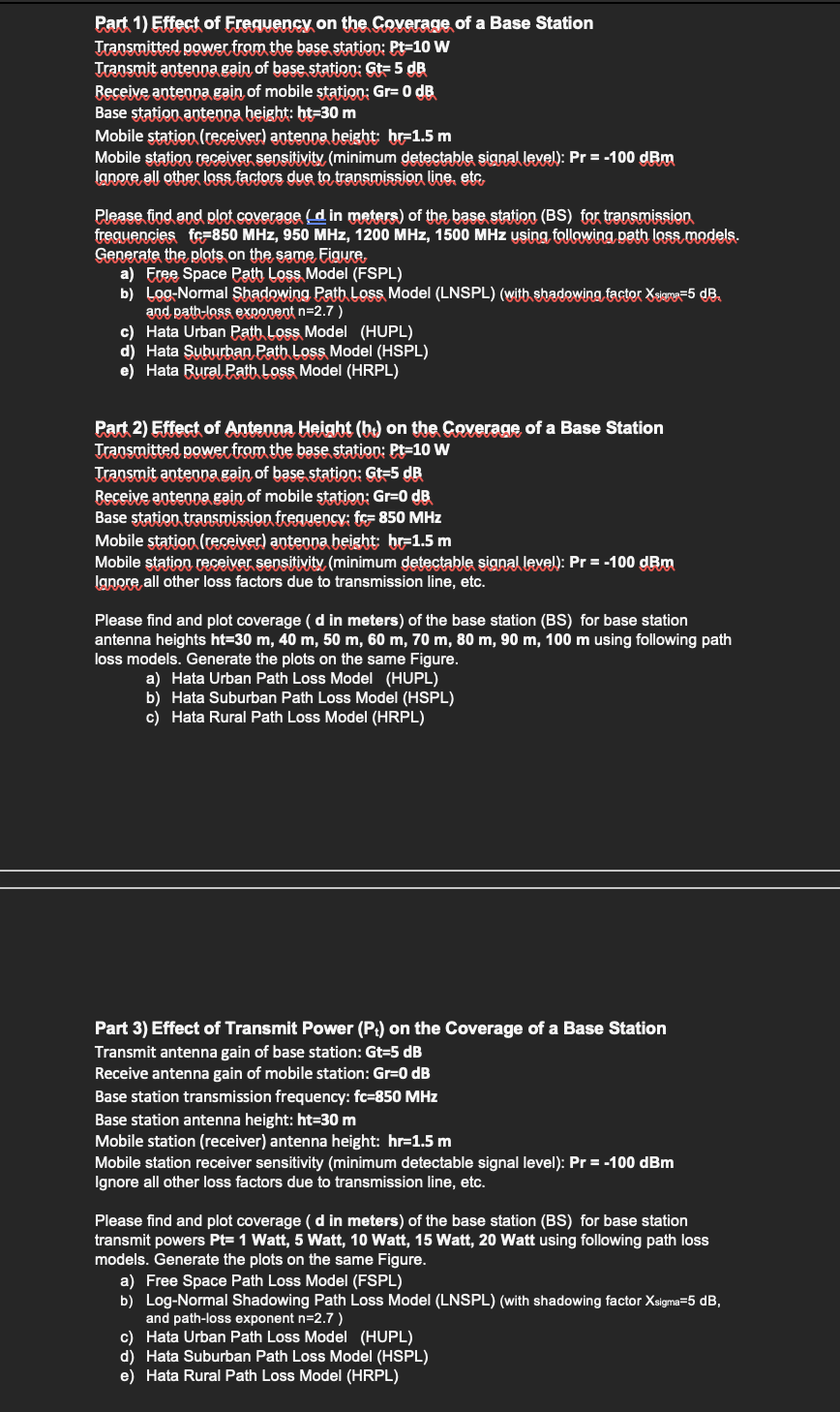 Solved Paxt 1) Effect of Erequency on the Coverage of a Base | Chegg.com