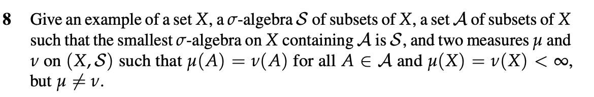 Solved Give an example of a set X, a σ-algebra S of subsets | Chegg.com