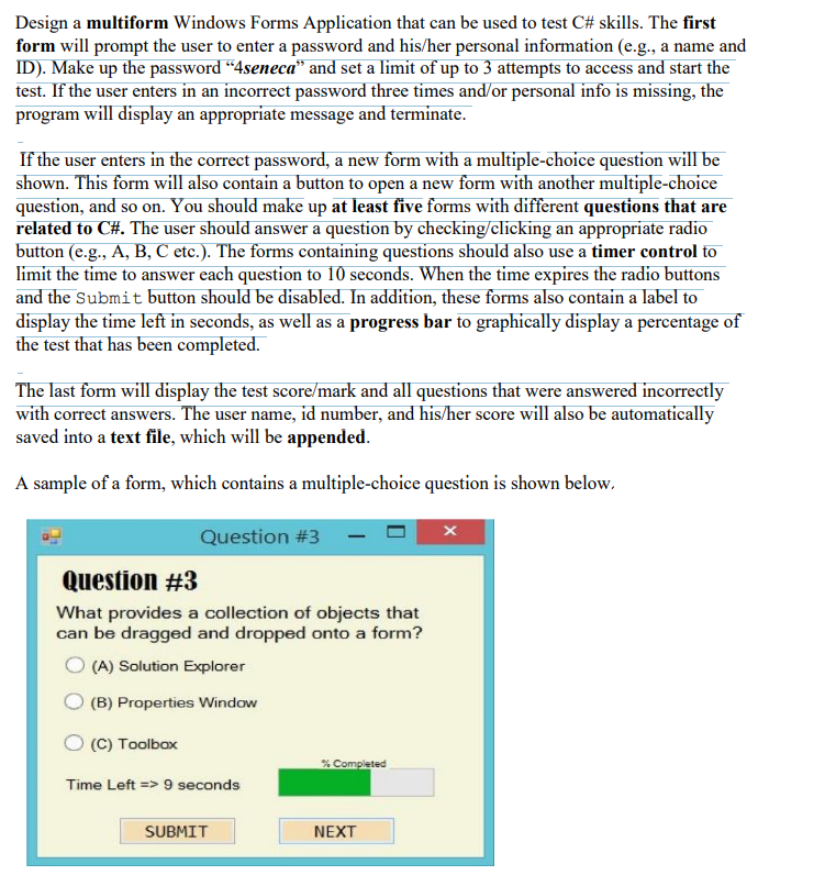 Solved Design a multiform Windows Forms Application that can | Chegg.com