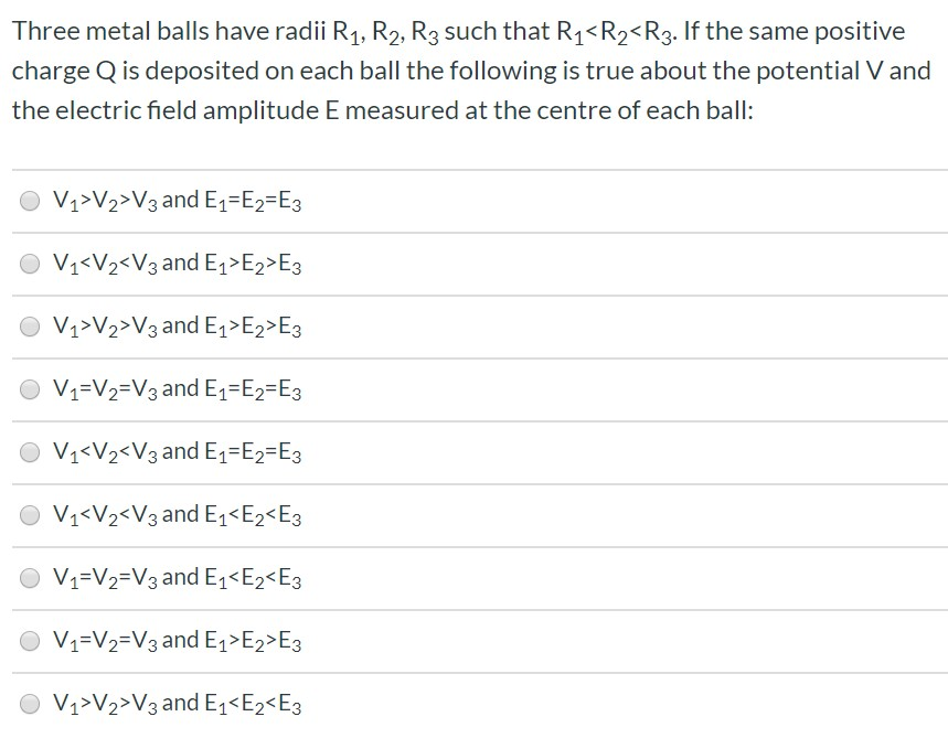 Solved Three metal balls have radii R1, R2, R3 such that | Chegg.com