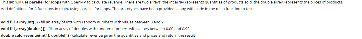 Solved This lab will use parallel for loops with OpenMP to | Chegg.com
